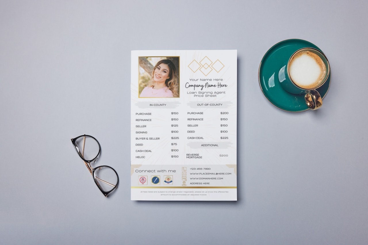 Notary | Loan Signing Agent | Price | Brochure Template Sheets - Etsy
