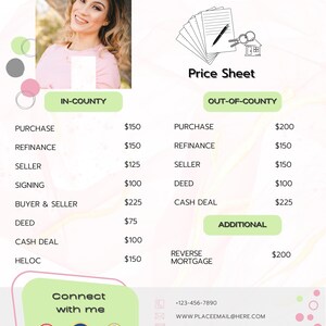 Notary Loan Signing Agent Price Brochure Template Sheets - Etsy