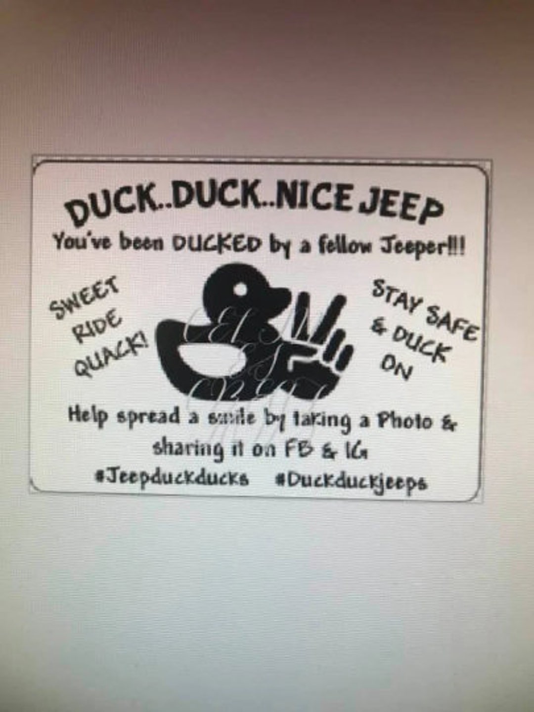 JEEP Ducking Laminated Tags. Can Be PERSONALIZED - Etsy