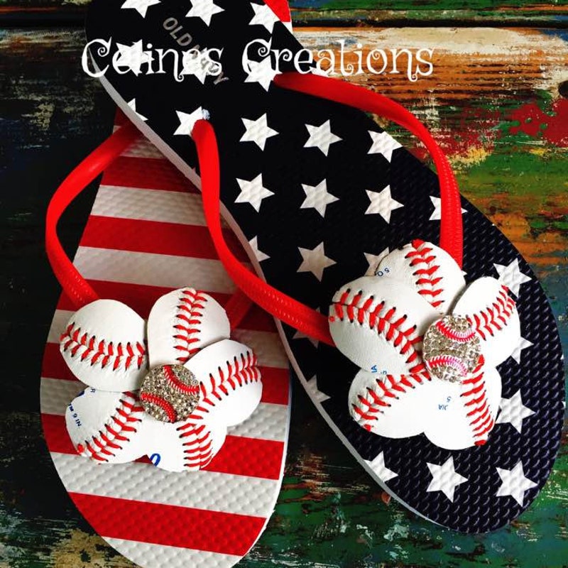 Baseball Flip Flops - Etsy