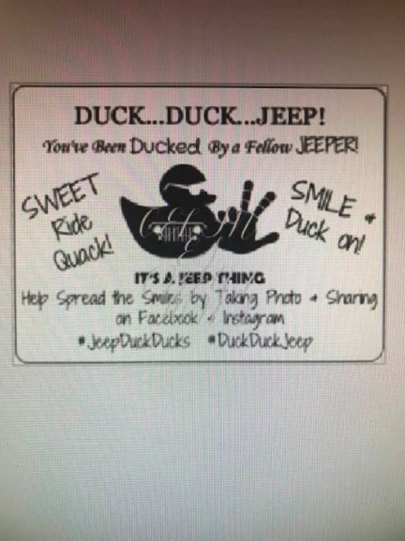 JEEP Ducking Laminated Tags. Can Be PERSONALIZED - Etsy
