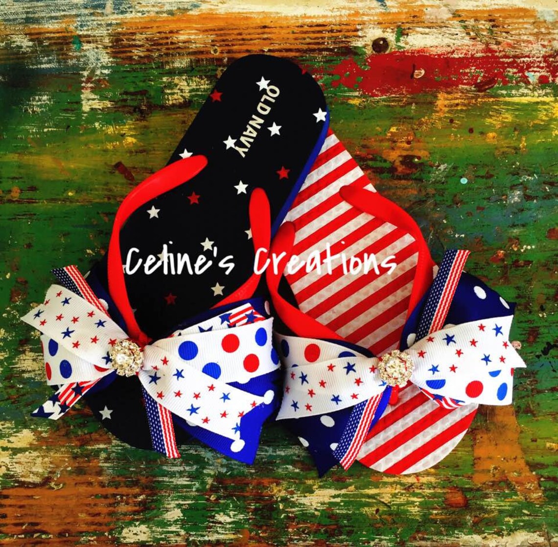 Girls 4th of July Flip Flops - Etsy