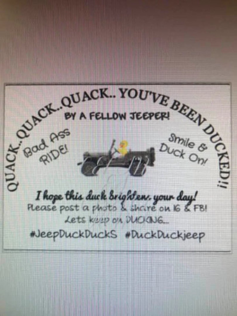 JEEP Ducking Laminated Tags. Can Be PERSONALIZED - Etsy