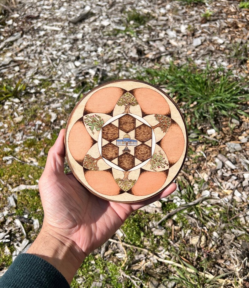 Symbols of Palestine-islamic Geometric Handmade Artwork, Wood-burned ...