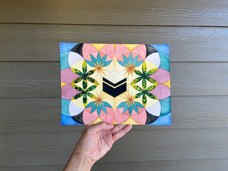 Kaaba - Islamic Sacred Geometric Pattern - Original Handmade Watercolor ...