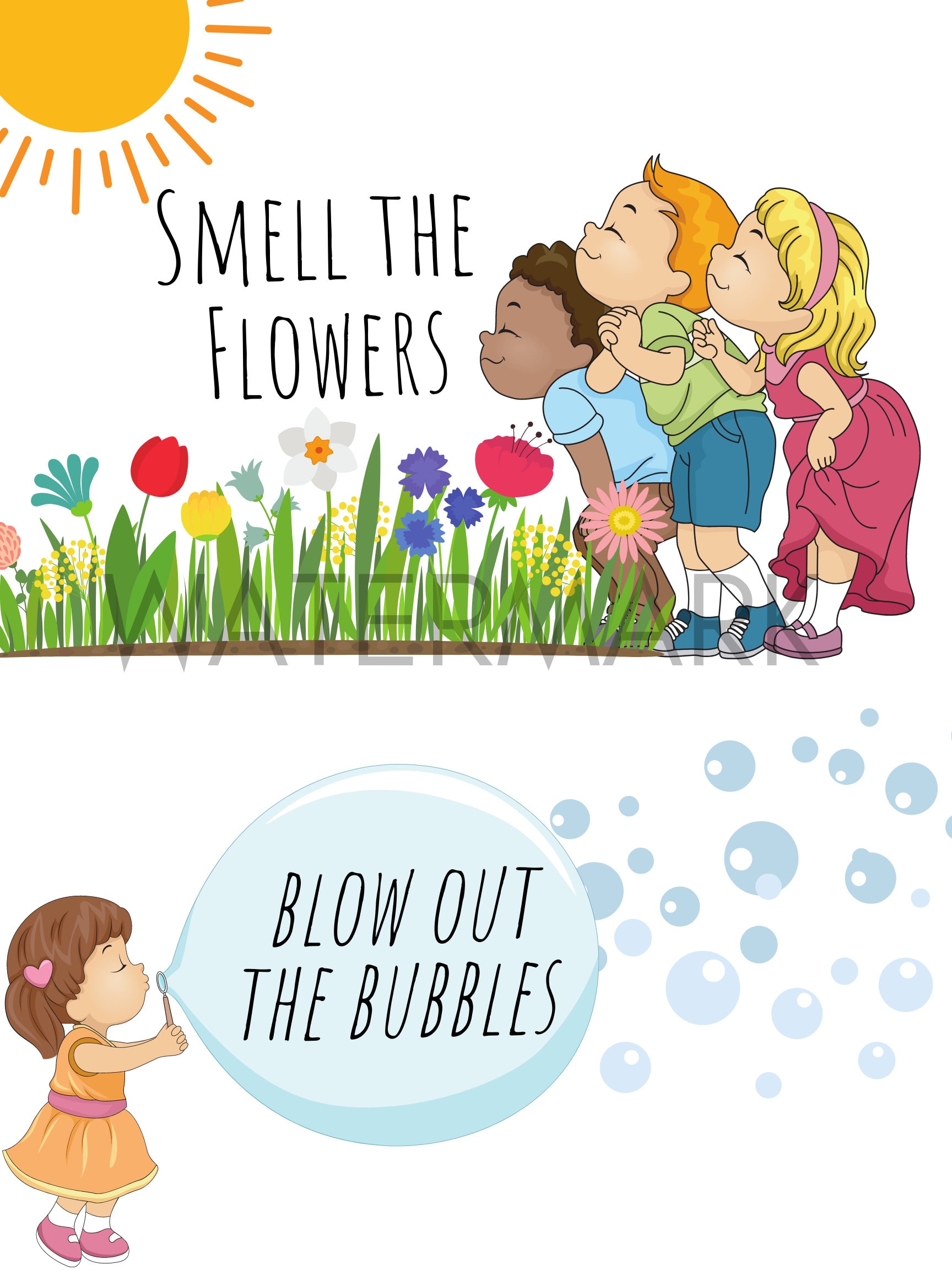 Deep Breathing Poster for Kids - Etsy
