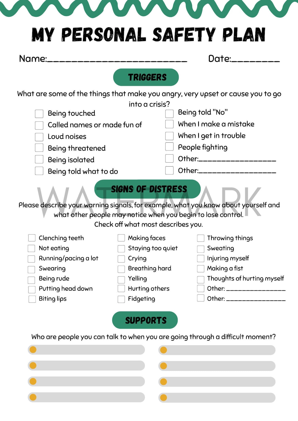 Safety Plan Worksheet for Workers - Etsy