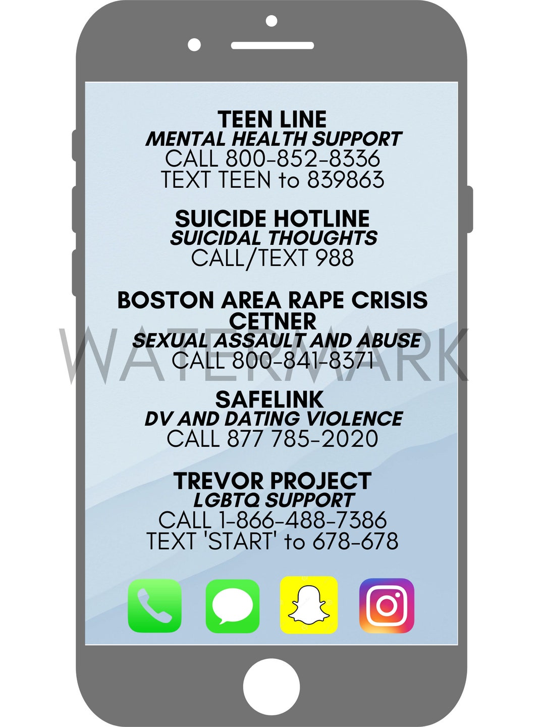 Support Numbers Poster for Kids/teens/young Adults/adults - Etsy