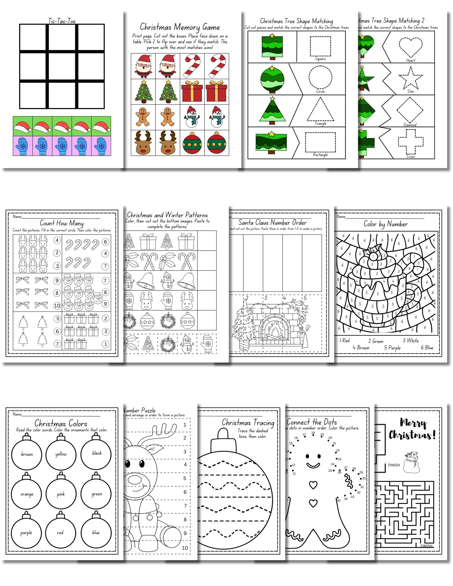 Christmas Activity Set Kid/toddler - 53 Pages - Etsy