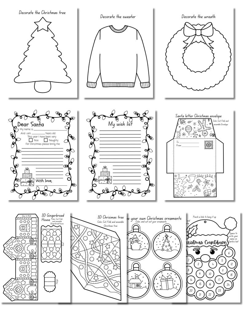 Christmas Activity Set Kid/toddler - 53 Pages - Etsy