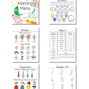 Preschool Morning Menu - Printable - Etsy