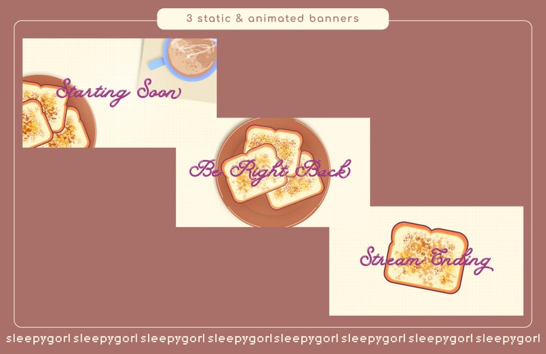 Toasty Twitch Package | Animated Stream Overlay, Cute Toast Theme ...