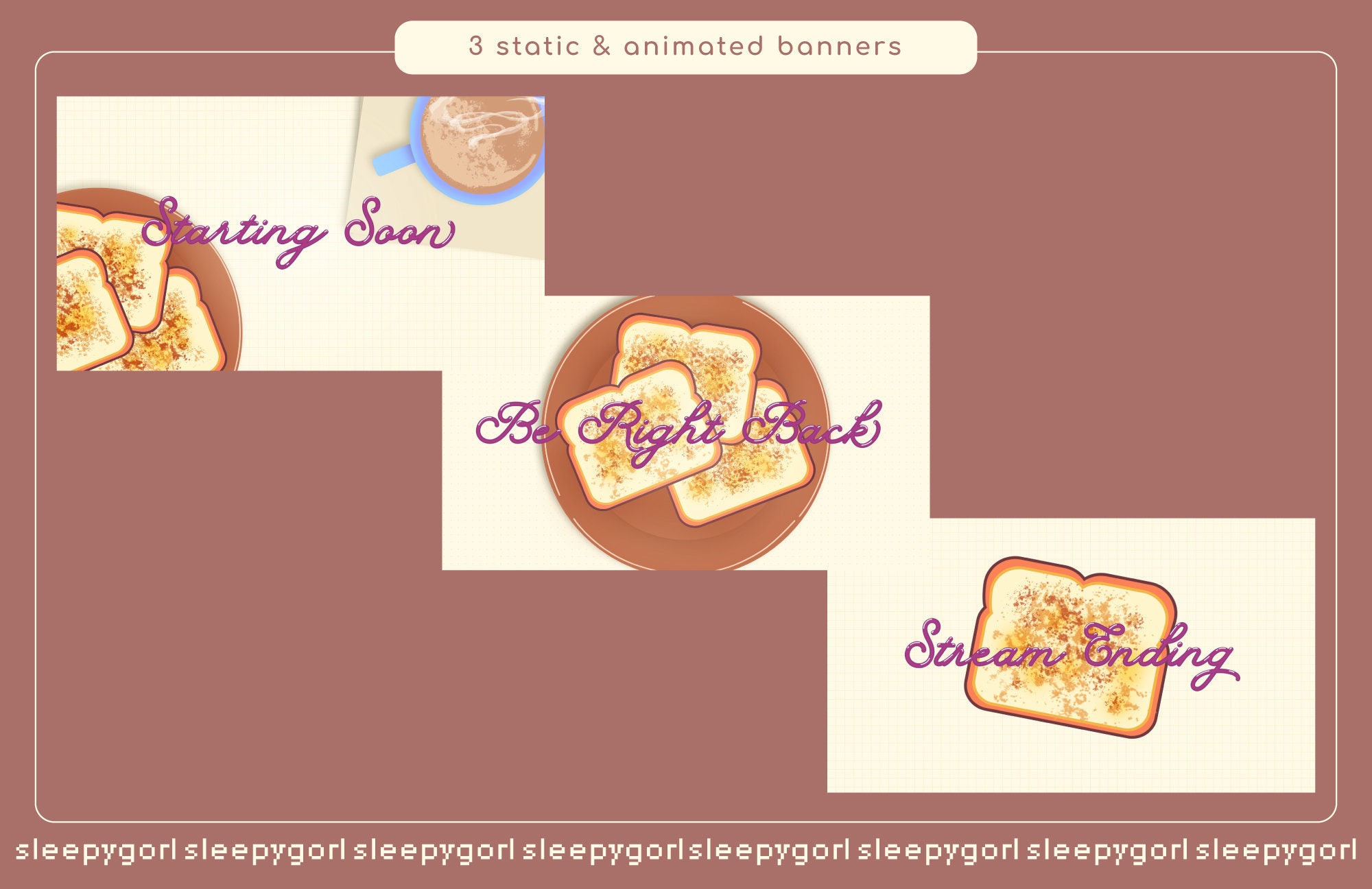 Toasty Twitch Package | Animated Stream Overlay, Cute Toast Theme ...