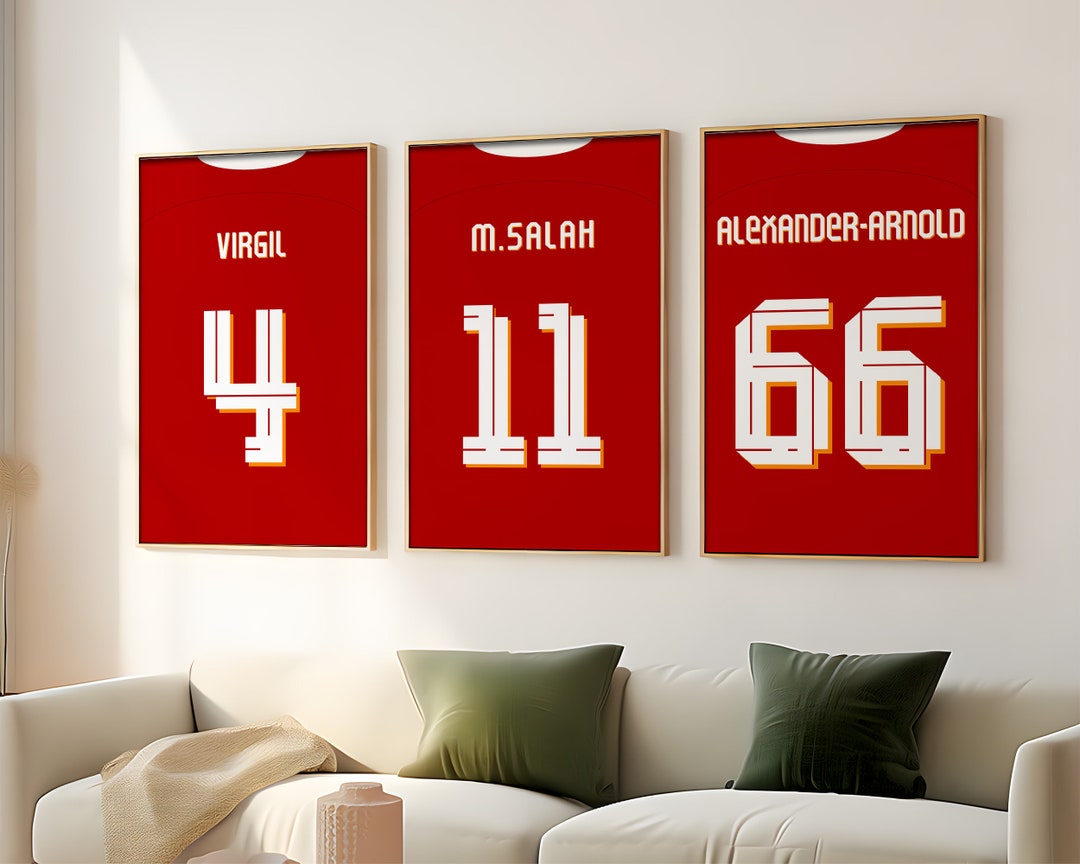 Salah, Van Dijk, Alexander-arnold, Printable 3 Football Jersey Posters ...