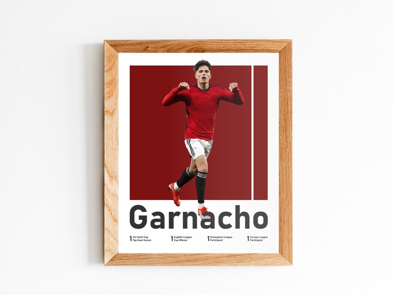 Alejandro Garnacho Football Poster, Argentinian Soccer Wall Art ...