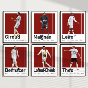 Digital Football Wall Art Set, Giroud, Maignan, Rafael Leao, Theo ...