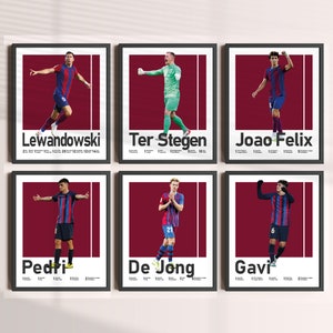 Printable Six Soccer Players Poster Set, Lewandowski, Ter Stegen, Joao ...