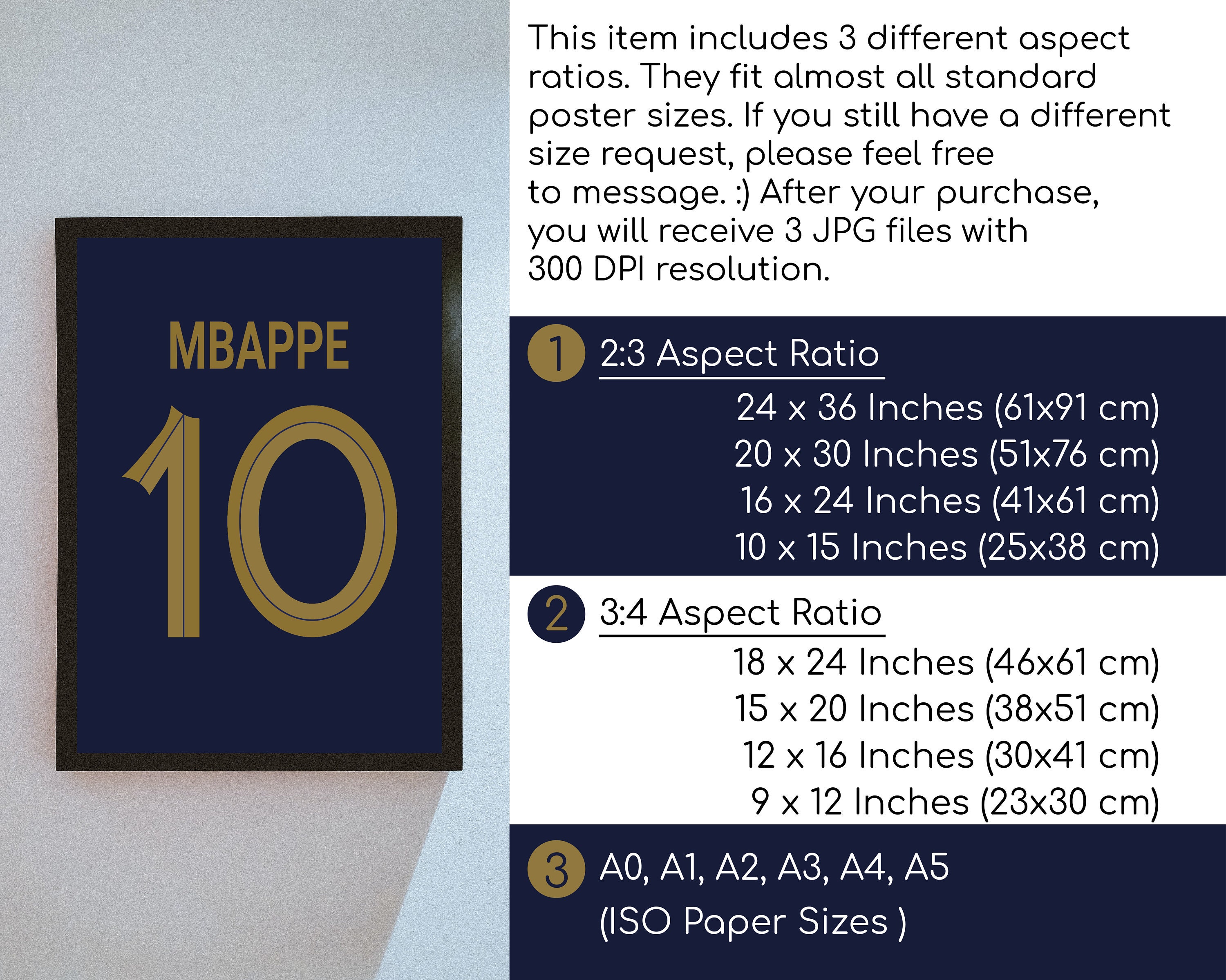 Printable Kylian Mbappe Jersey Wall Art, 3 Size Included - Etsy Canada