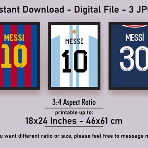 Printable Lionel Messi Jersey Posters Bundle, Set of 3 Prints - Etsy