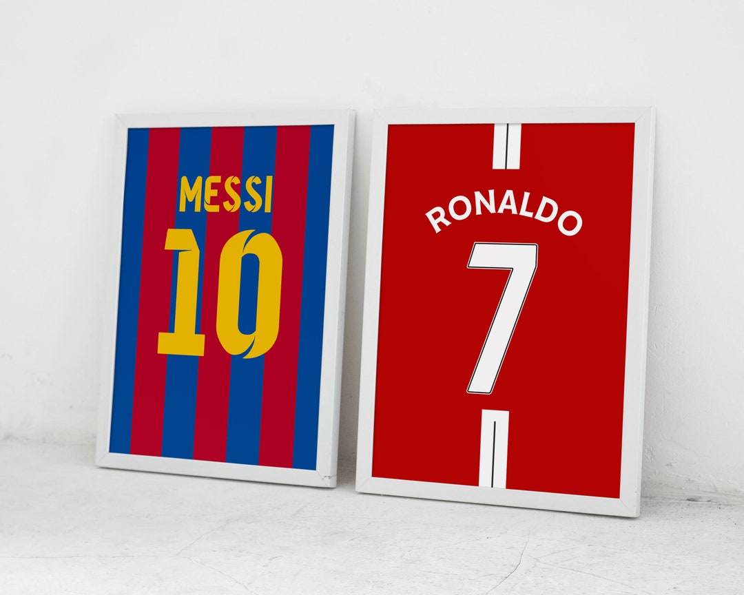 Set of 2 Prints, Printable Ronaldo Messi Jersey Poster Set, Soccer Wall ...