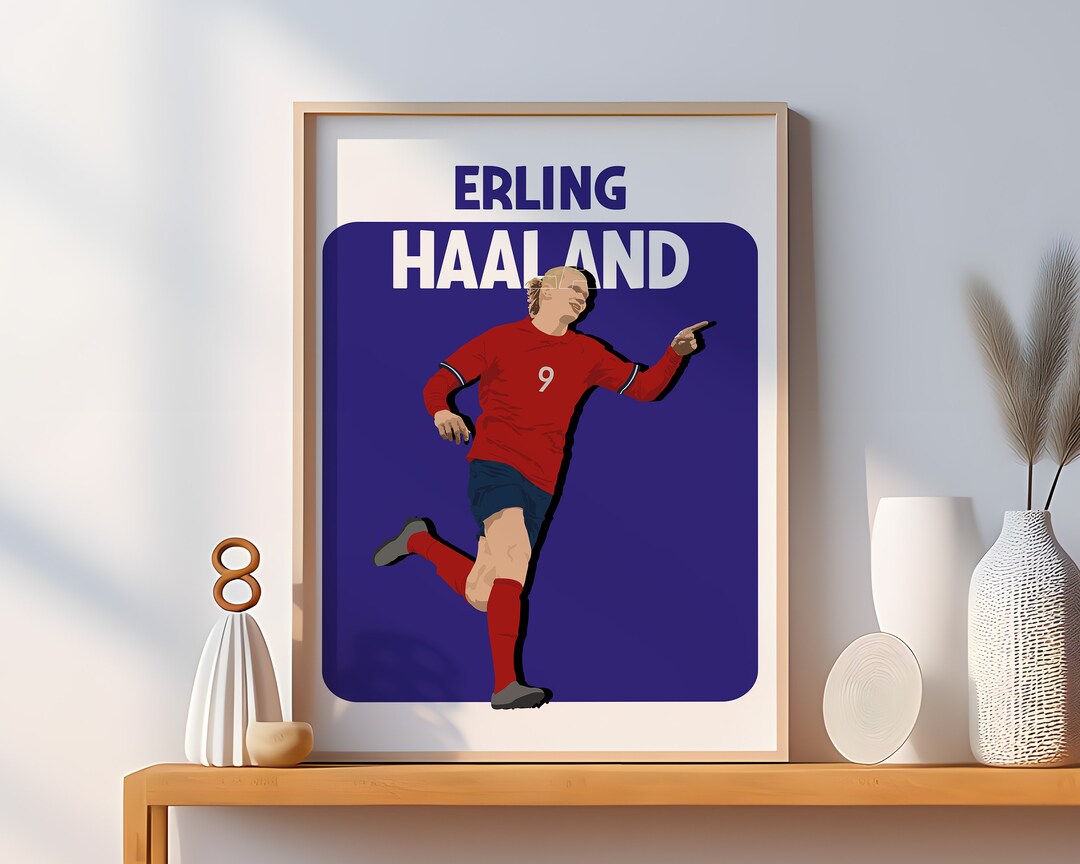 Hand Drawn Football Art, Printable Erling Haaland Drawing Poster, Kids ...