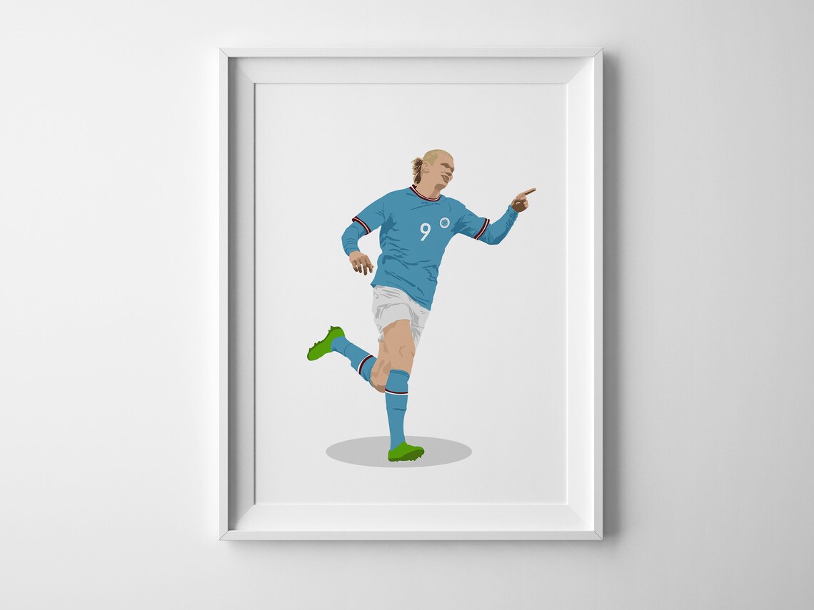 Football Printable, Erling Haaland Hand Drawn Poster, Soccer ...