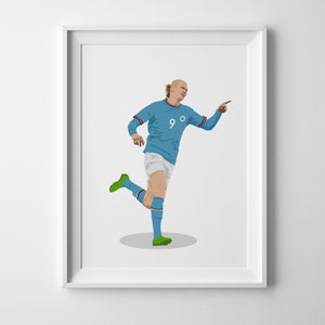 Football Printable, Erling Haaland Hand Drawn Poster, Soccer ...