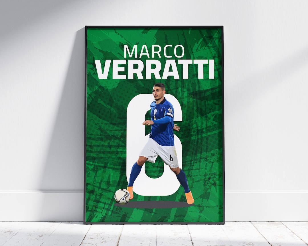 Marco Verratti Print, Gifts for Boyfriend, Digital Football Poster ...