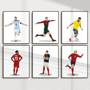 Printable Football Stars Posters Bundle, Ronaldo Messi Neymar Haaland ...