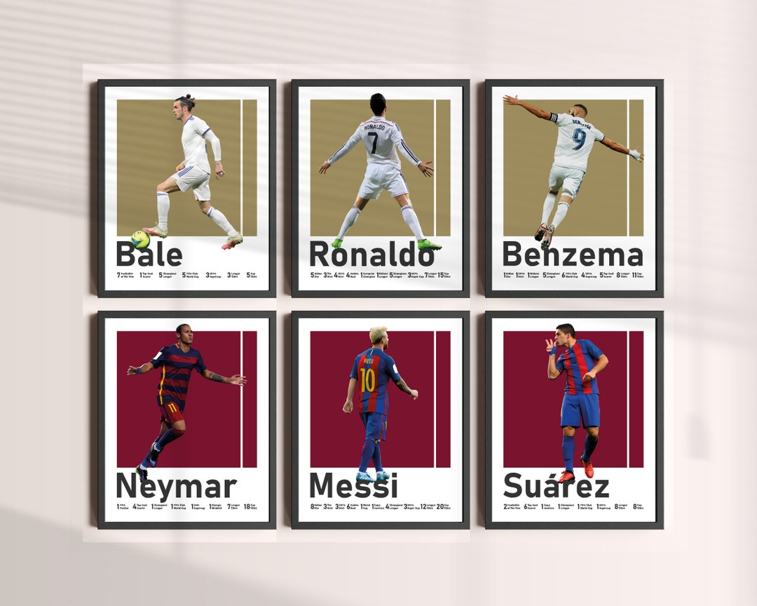Printable Football Stars Posters Bundle, Messi Neymar Suarez, Ronaldo ...