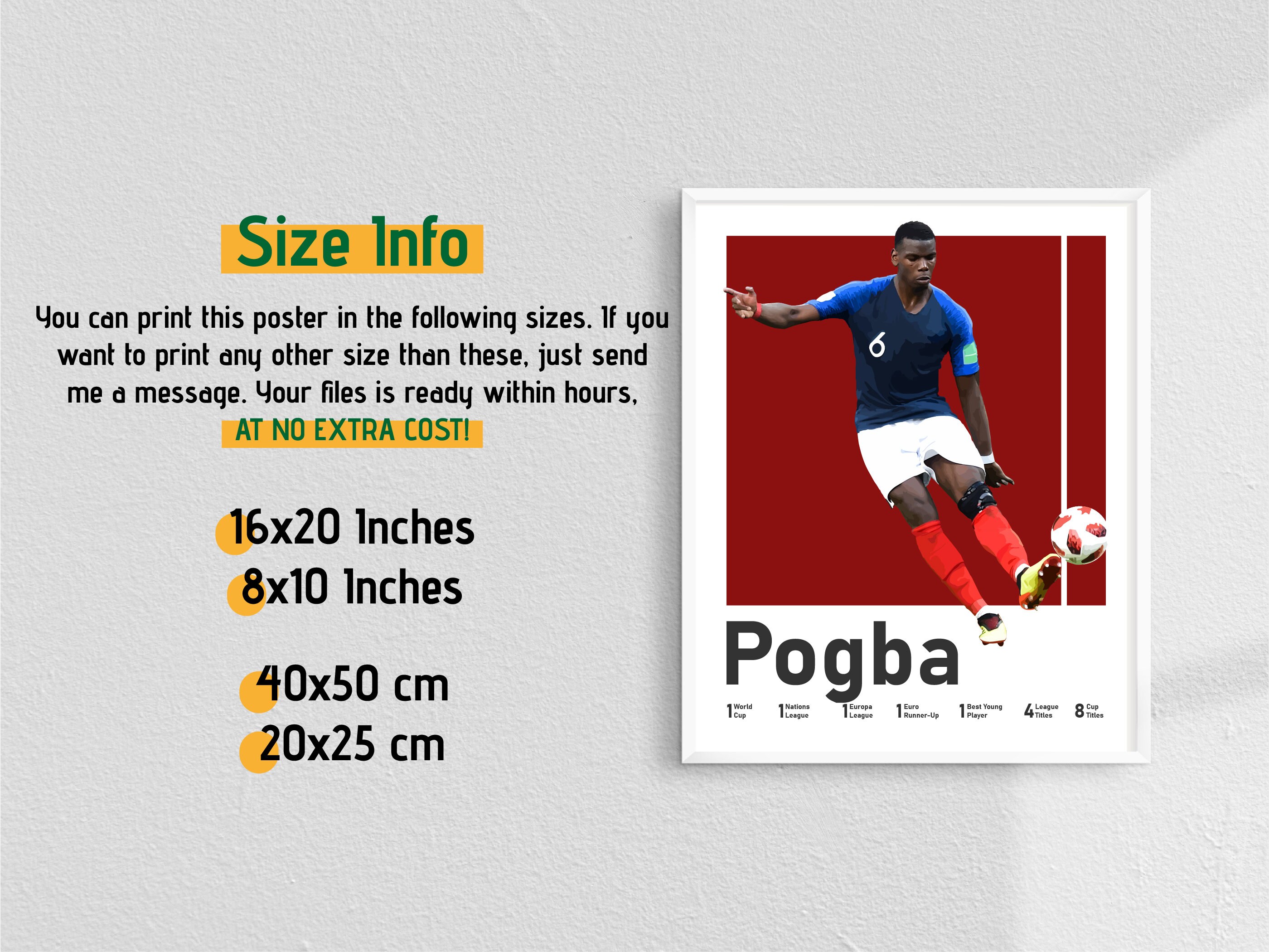 Printable Paul Pogba Poster, French Midfielder, Pogba Wall Art, Soccer ...