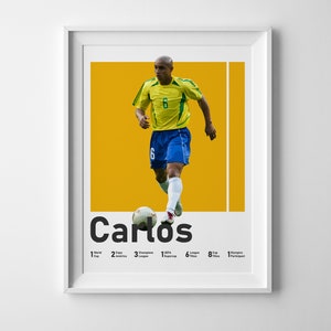 Printable Roberto Carlos Poster, Football Prints, Brazilian Soccer ...