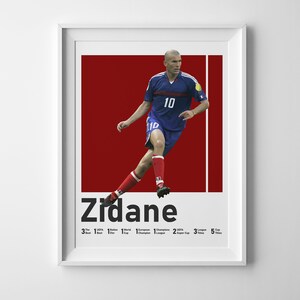 Printable Zinedine Zidane Poster, French Soccer Legend, Zidane Wall Art ...