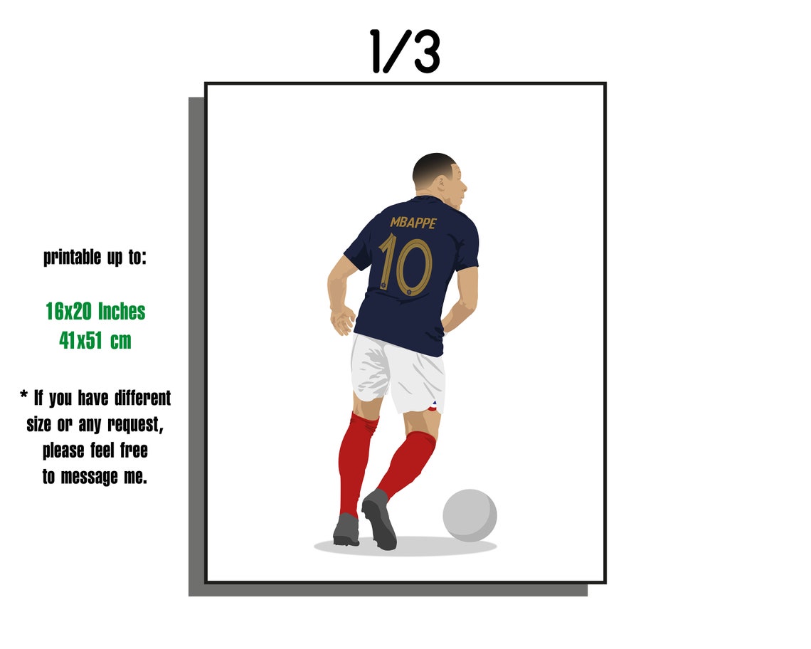 Printable Kylian Mbappe Drawings, Set of 3 Wall Arts, Mbappe ...