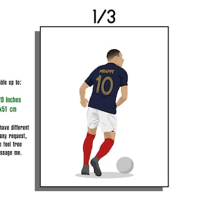 Printable Kylian Mbappe Drawings, Set of 3 Wall Arts, Mbappe ...