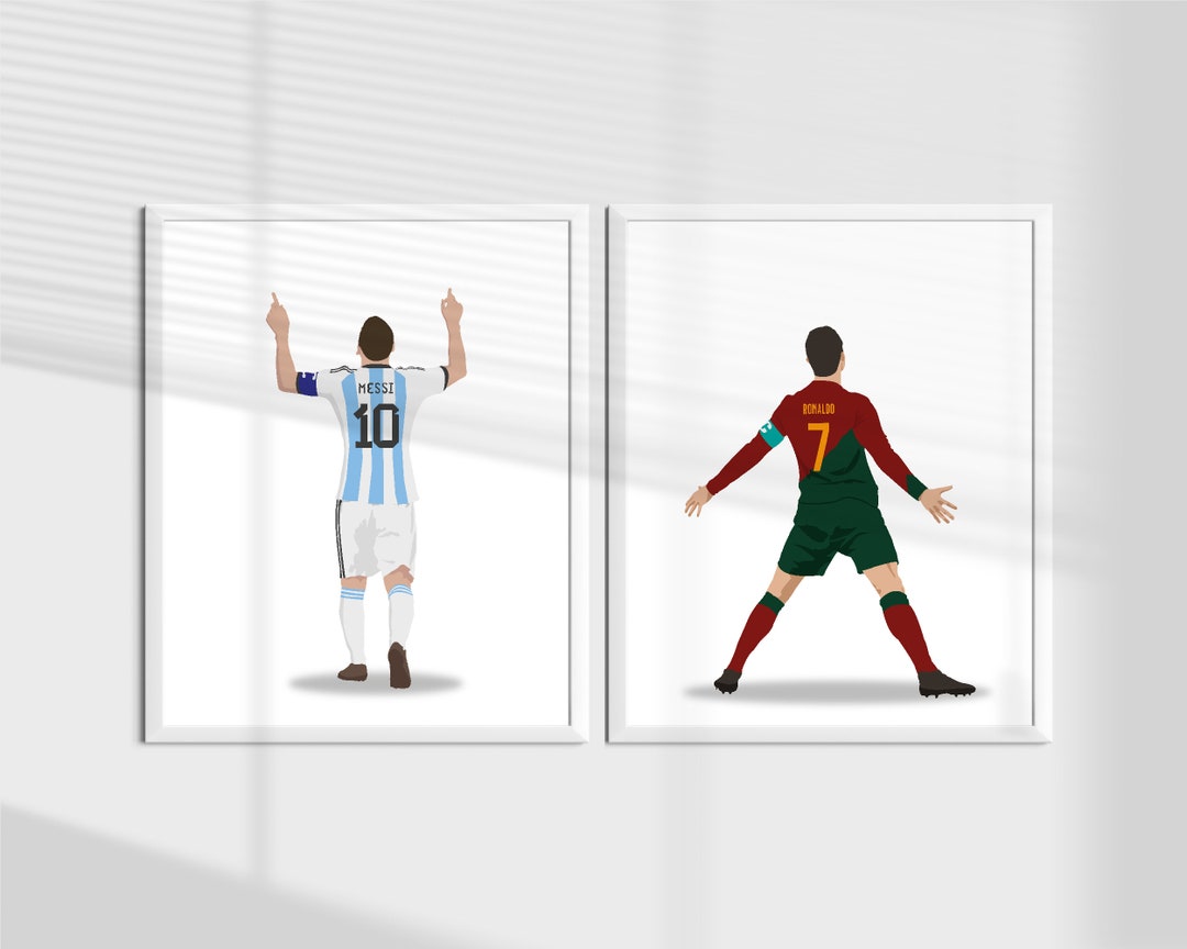 Printable Ronaldo Messi National Team Print Bundle, Handdrawing Soccer ...