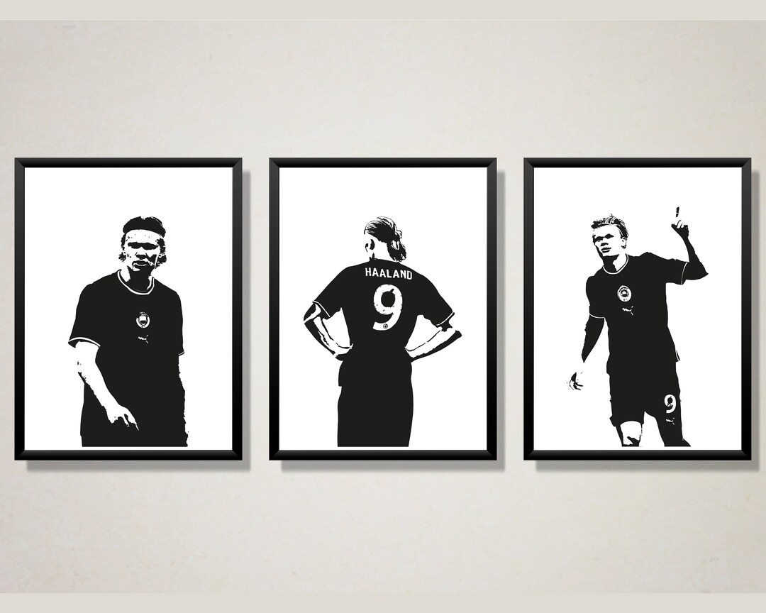 Printable Erling Haaland Black and White Posters Set of 3 - Etsy