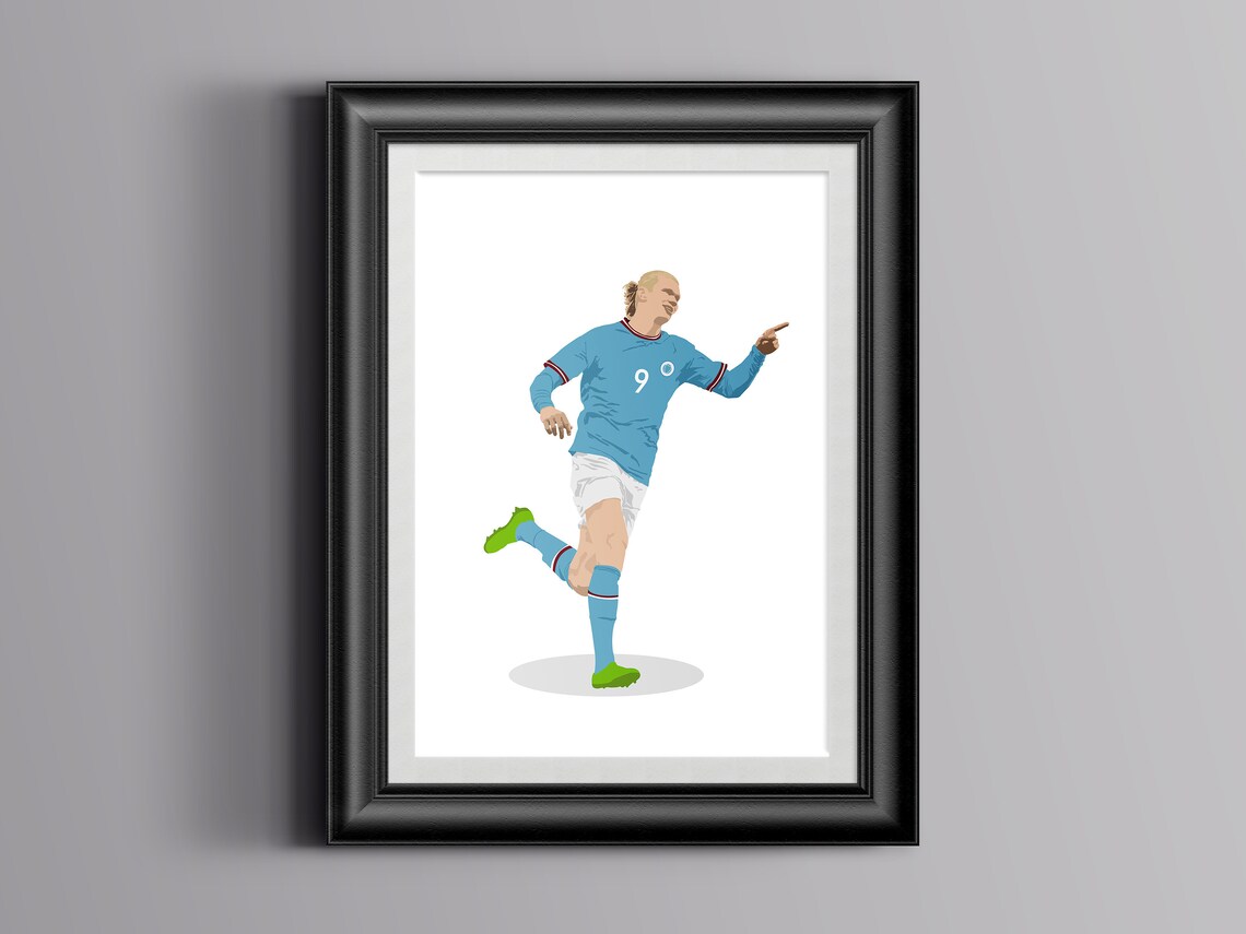 Football Printable, Erling Haaland Hand Drawn Poster, Soccer ...