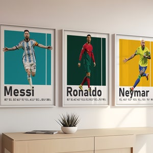 Printable Messi Ronaldo Neymar Posters Binder, Football Stars Wall ...