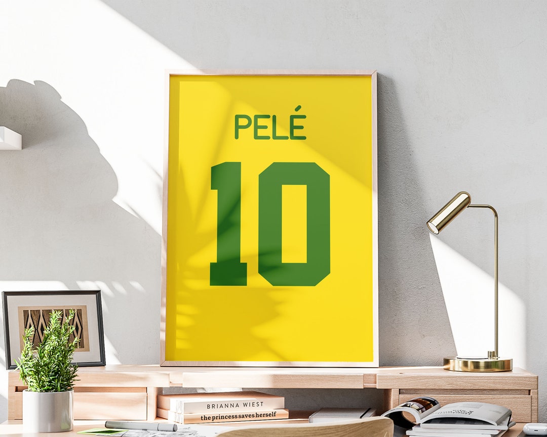 Printable Nascimento Pele Jersey Wall Art, Brasil Soccer Shirt Poster ...