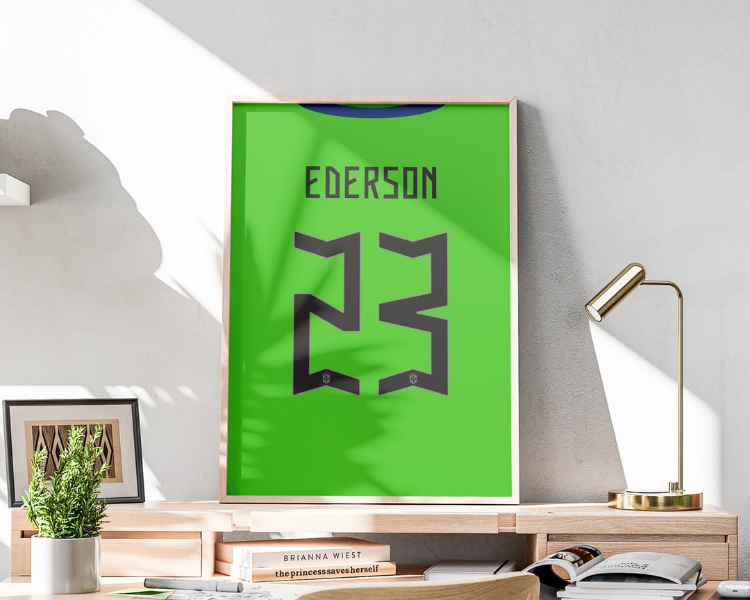 Ederson Jersey Art, Printable Brazil Goalkeeper Shirt, Soccer Room ...