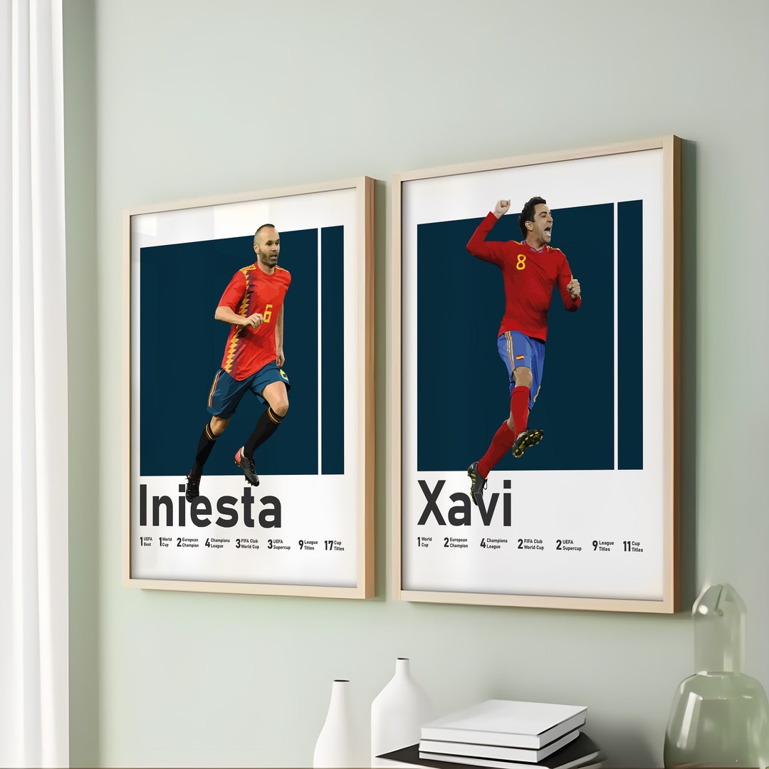 2 Spanish Soccer Legends, Xavi and Iniesta Poster Bundle, Printable ...