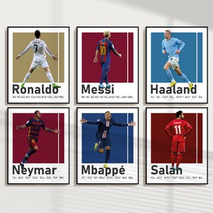 Printable Soccer Stars Poster Bundle, Messi Ronaldo Mbappe, Neymar Wall ...