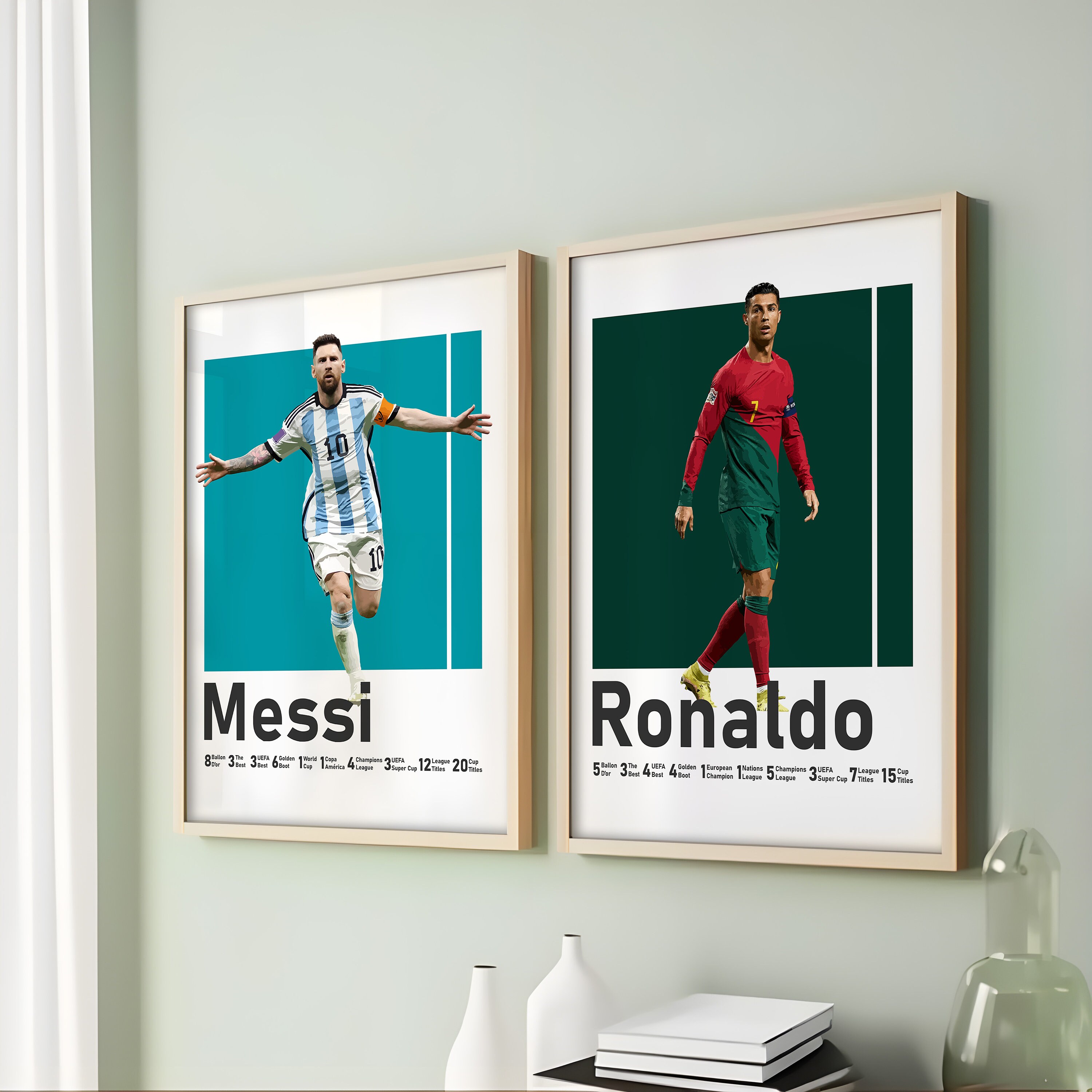 Printable Ronaldo Messi Posters, Football Goats Prints, Set of 2 Prints ...