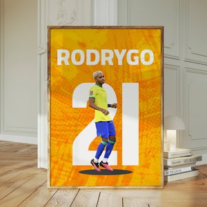 Rodrygo Poster, Printable Soccer Decoration, Brazilian National ...