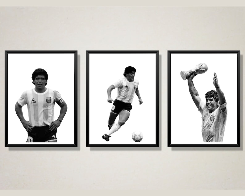 Printable Diego Maradona Black and White Posters Set of 3 - Etsy