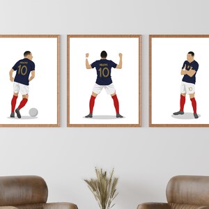 Printable Kylian Mbappe Drawings, Set of 3 Wall Arts, Mbappe ...