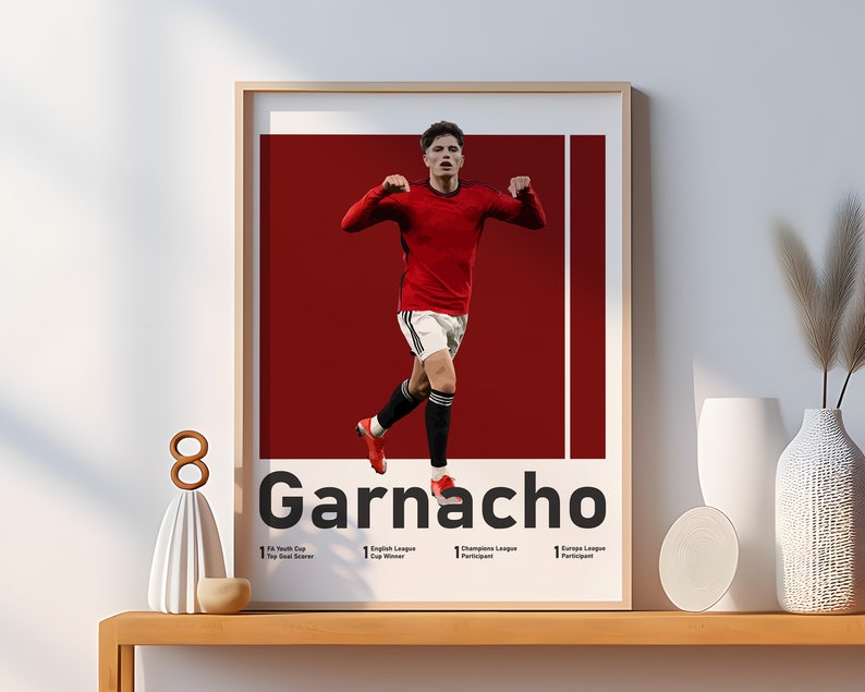 Alejandro Garnacho Football Poster, Argentinian Soccer Wall Art ...