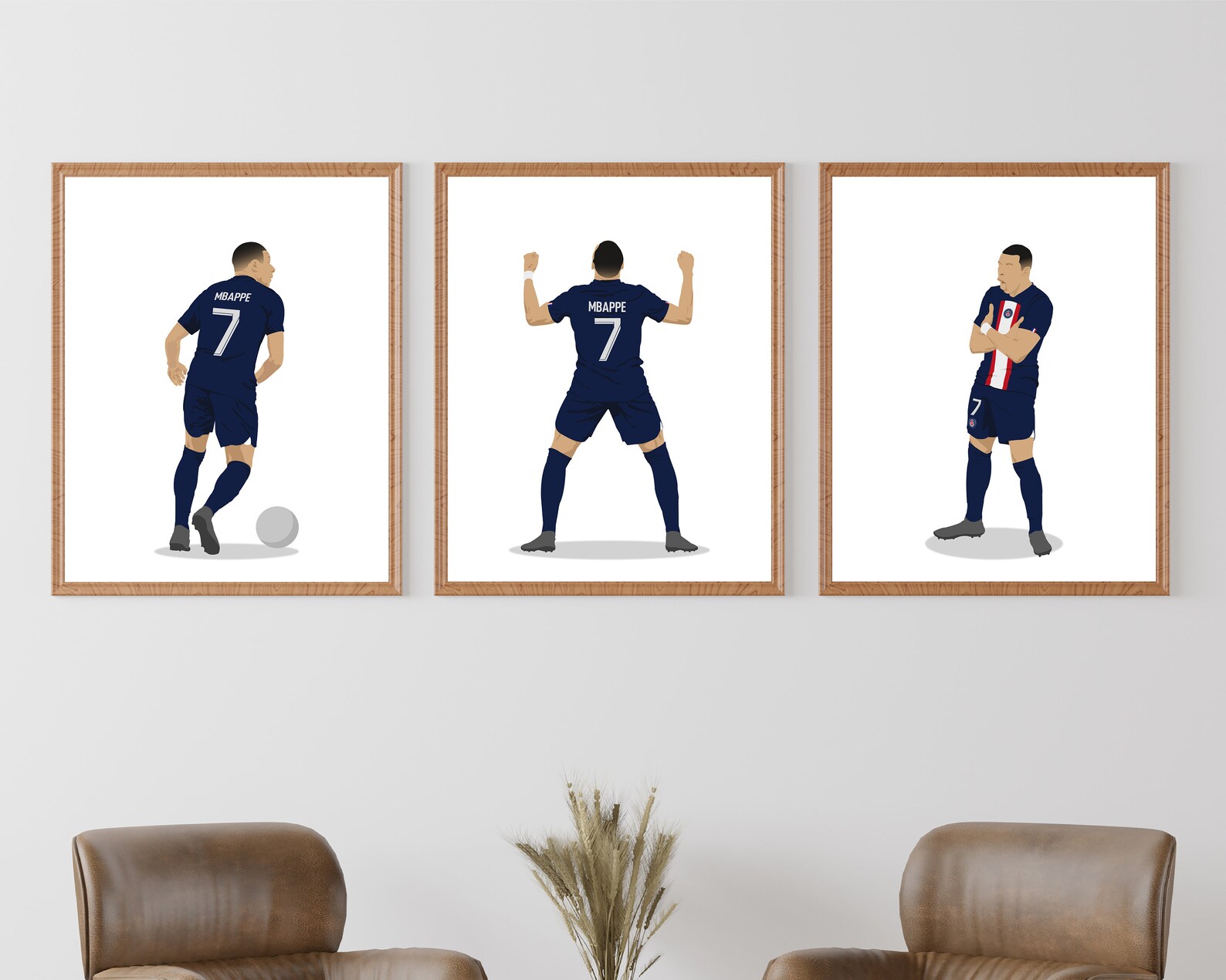 Kylian Mbappe Printable Football Wall Decor, Set of 3 Handdrawing ...