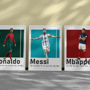 9 Soccer Players Posters Bundle, Ronaldo, Messi, Ibrahimovic, Mbappe ...